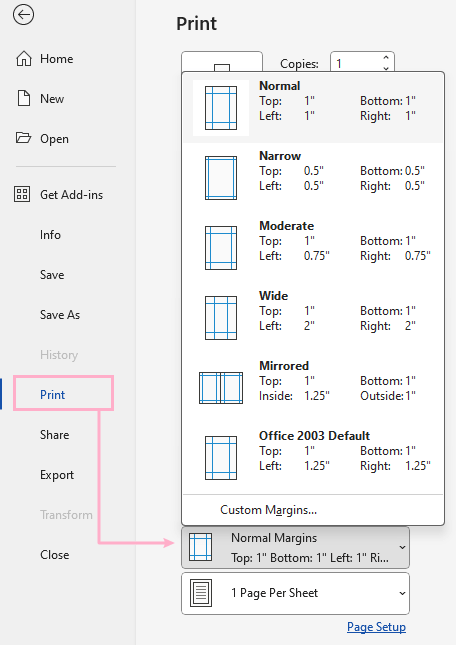Alterar margens em um documento do Word